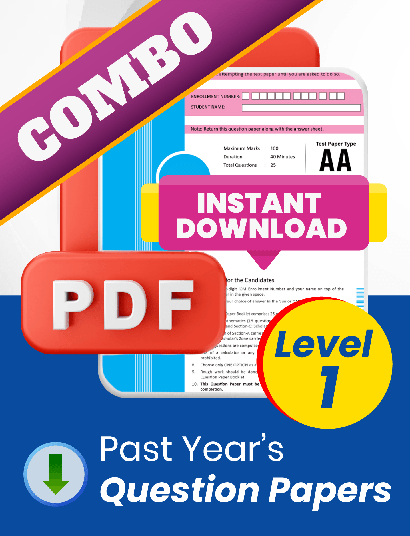 Maths & English Previous Year Question Paper Combo Level-1 2019-2023 ...